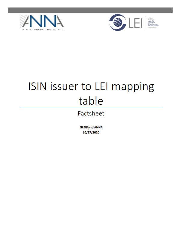 ISIN-LEI Mapping Table Factsheet - ANNA