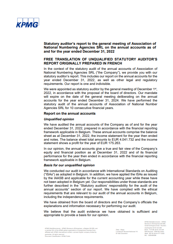 Statutory auditor’s report 2022 English - ANNA