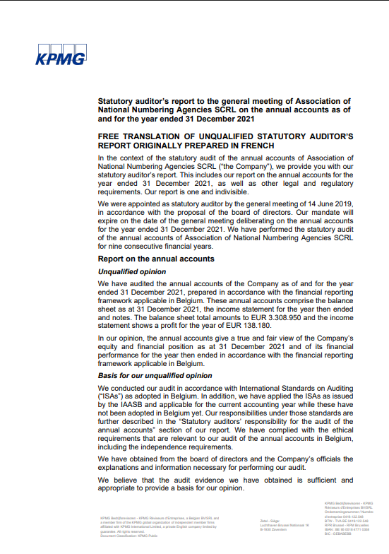 Statutory auditor’s report 2021 English - ANNA